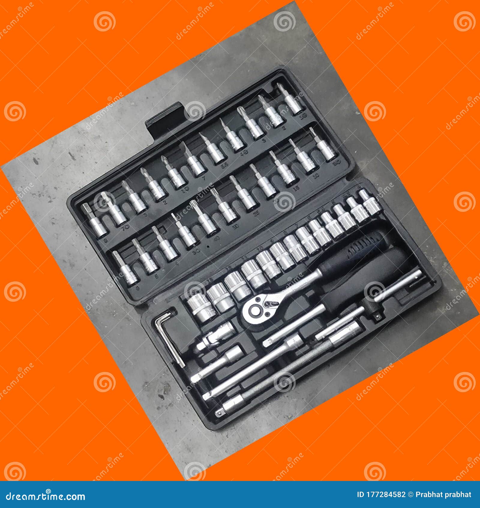 Perfect Tool Kit. Chrome Plating Socket Wrench or Spanner in Compact ...