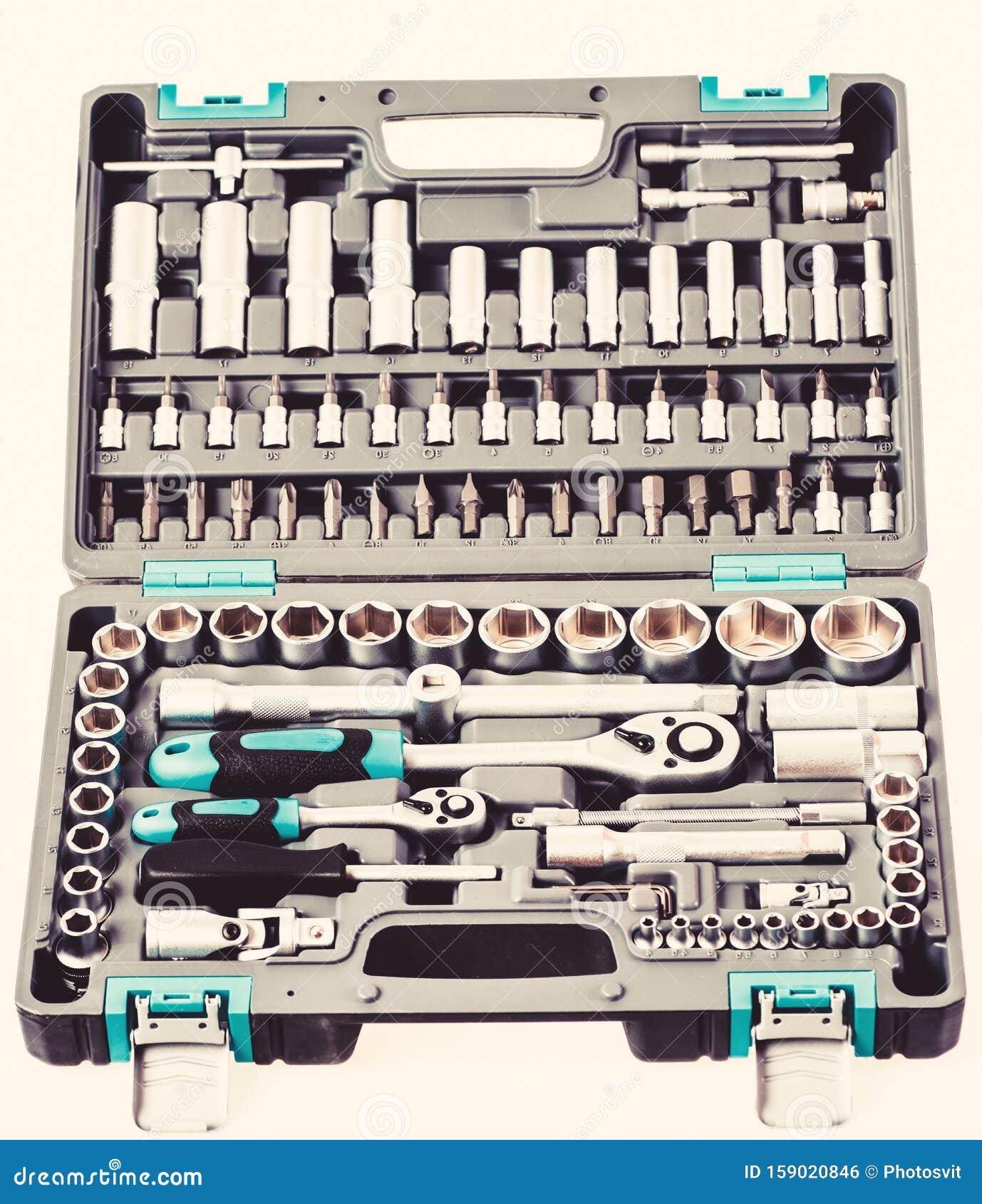 Perfect Tool Kit. Chrome Plating Socket Wrench or Spanner in Compact ...