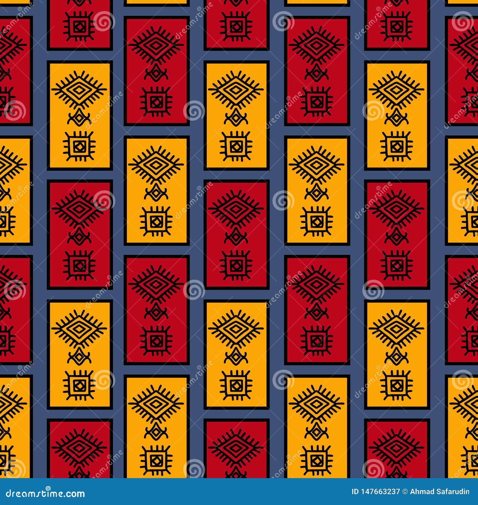 Perfect Tribal Rectangle Stripes Pattern with Seamless African Symbol ...