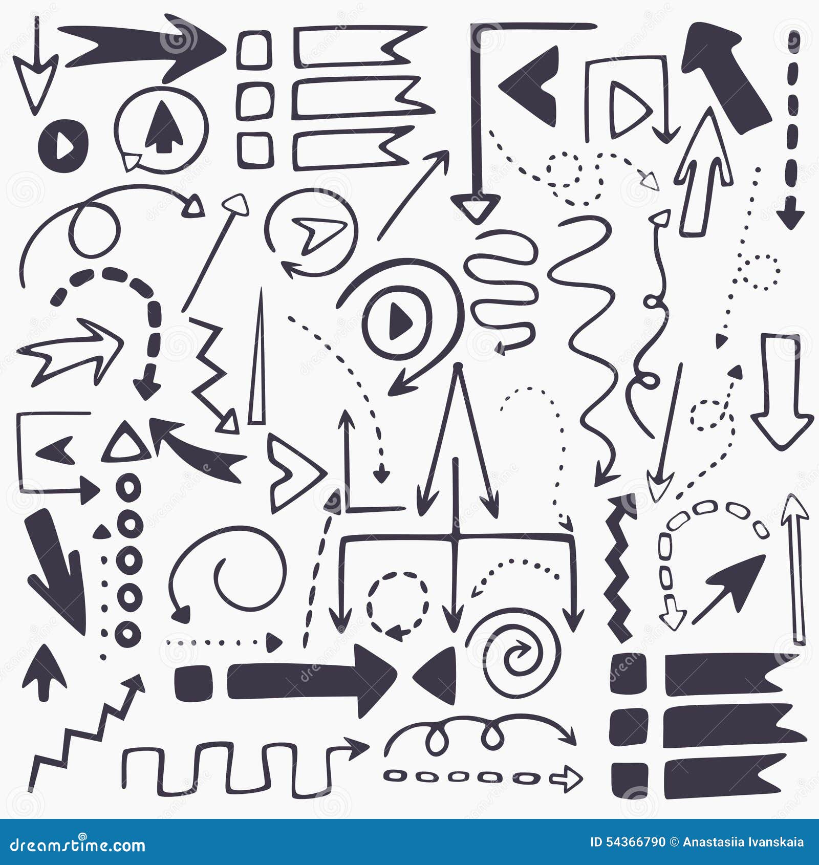 Perfect Vector Hand Drawn Arrows Stock Vector - Illustration of flat ...