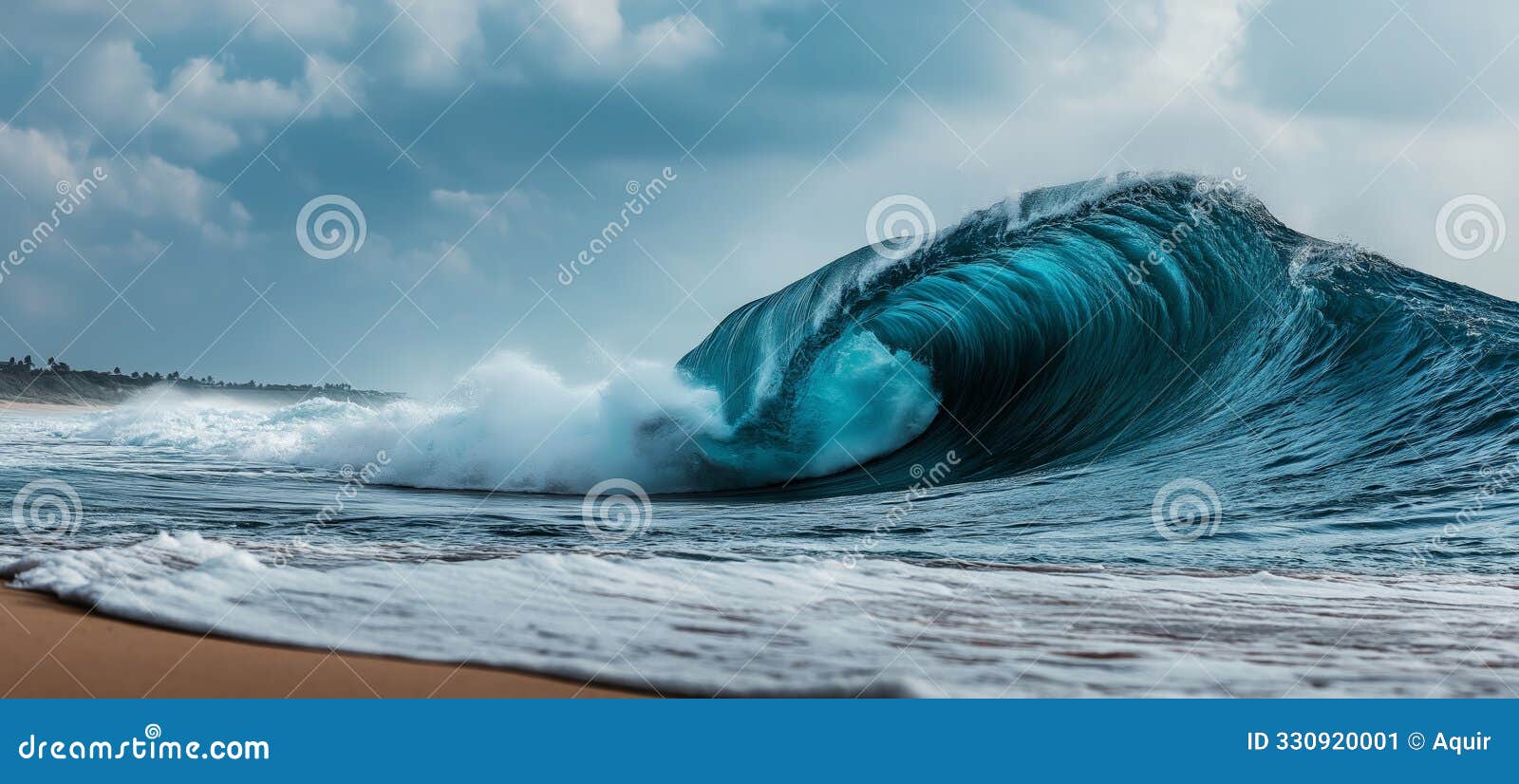 Perfect Wave. Beautiful Blue Ocean Wave on a Beach Stock Illustration ...