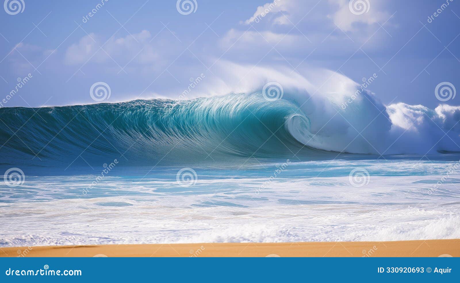 Perfect Wave. Beautiful Blue Ocean Wave on a Beach Stock Illustration ...