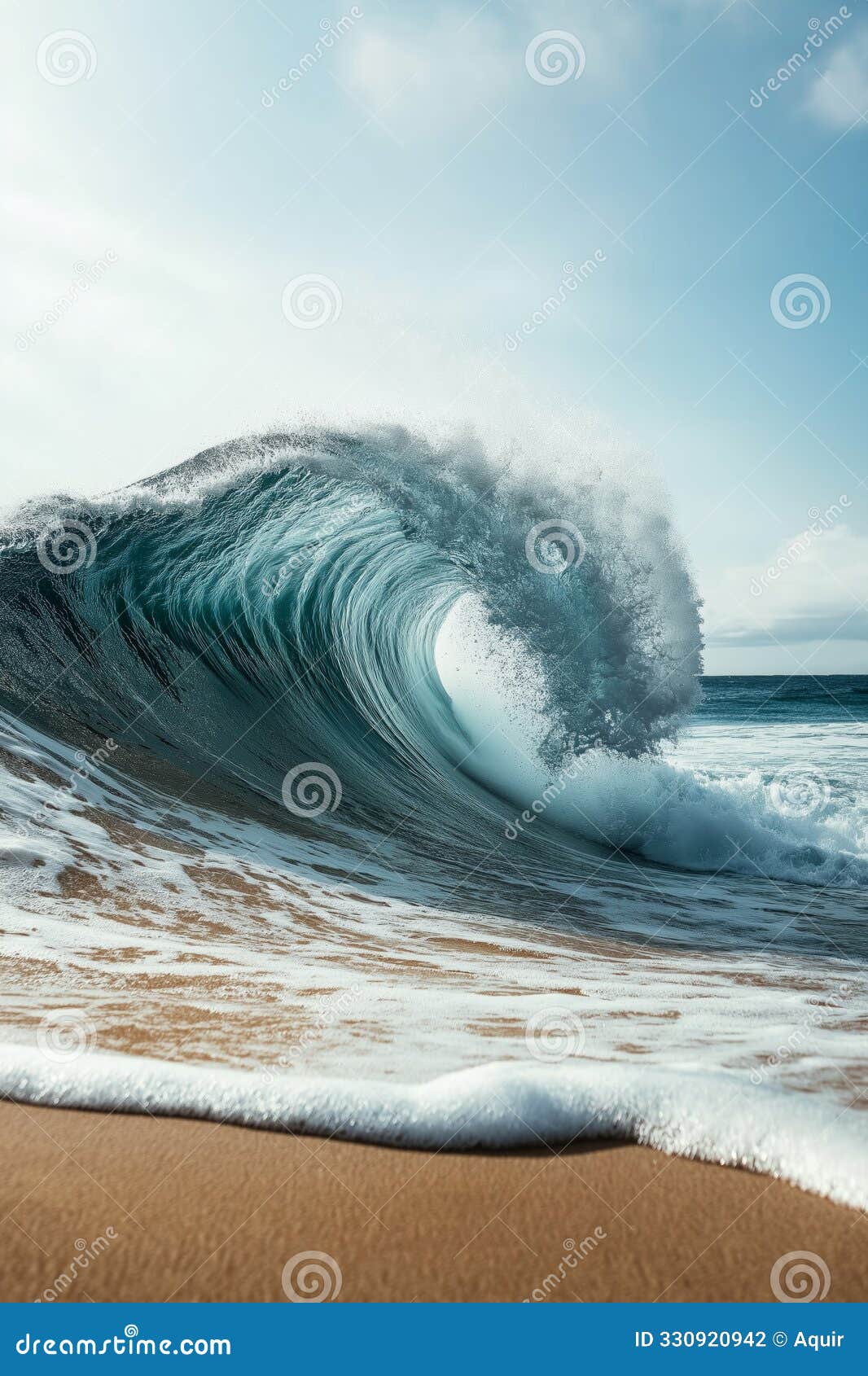 Perfect Wave. Beautiful Blue Ocean Wave on a Beach Stock Illustration ...