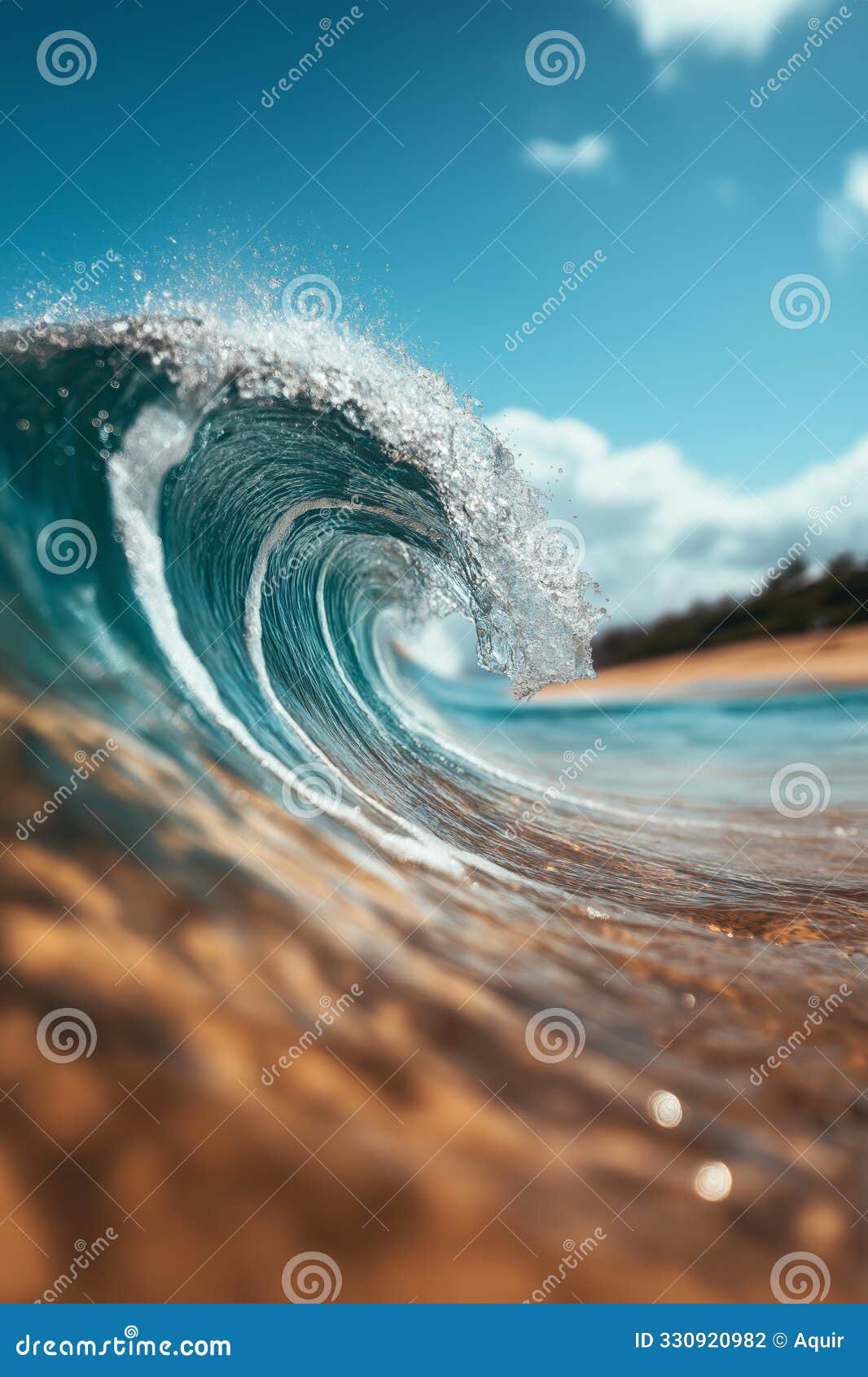 Perfect Wave. Beautiful Blue Ocean Wave on a Beach Stock Illustration ...