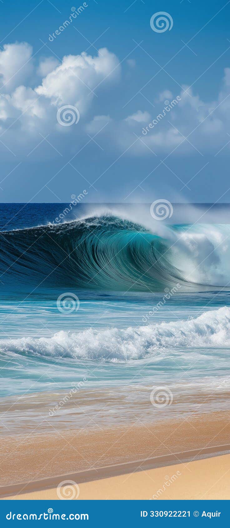 Perfect Wave. Beautiful Blue Ocean Wave on a Beach Stock Illustration ...
