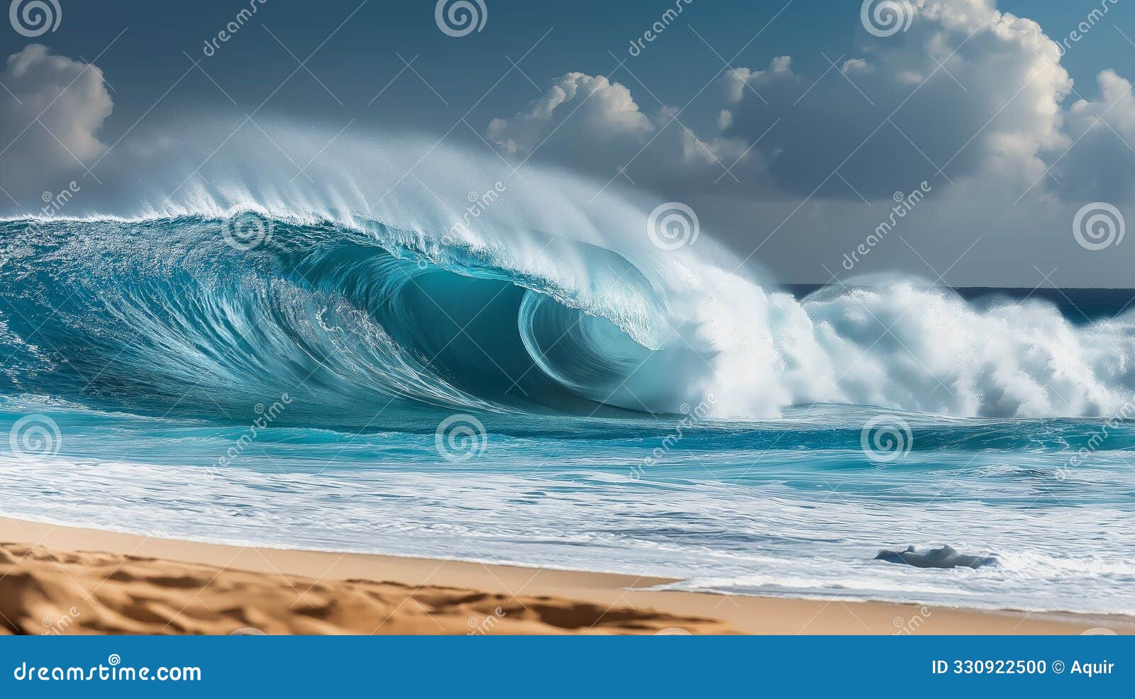 Perfect Wave. Beautiful Blue Ocean Wave on a Beach Stock Illustration ...