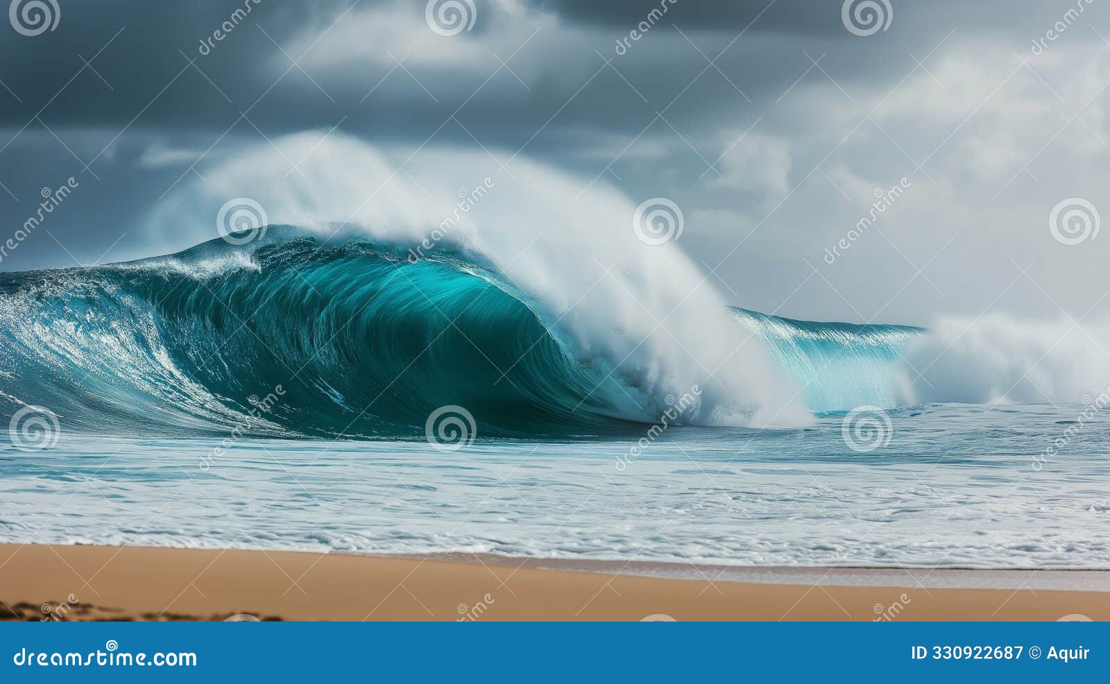 Perfect Wave. Beautiful Blue Ocean Wave on a Beach Stock Illustration ...
