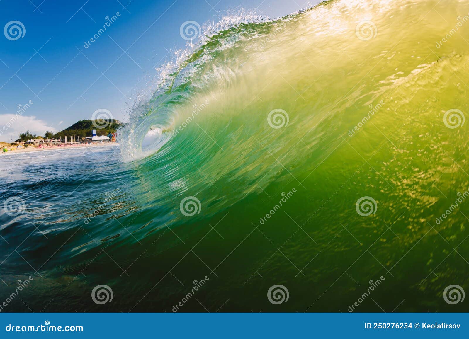 Perfect Wave Breaking in Ocean with Warm Sun Light Stock Photo - Image ...