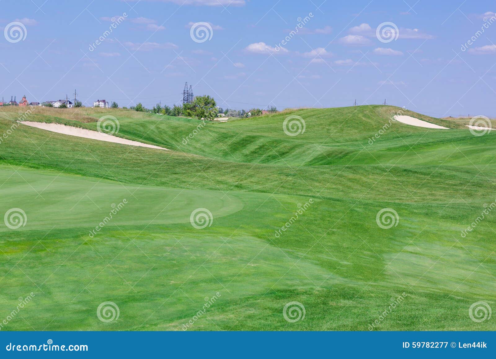 Perfect Wavy Green Ground on a Golf Course Stock Image - Image of ...