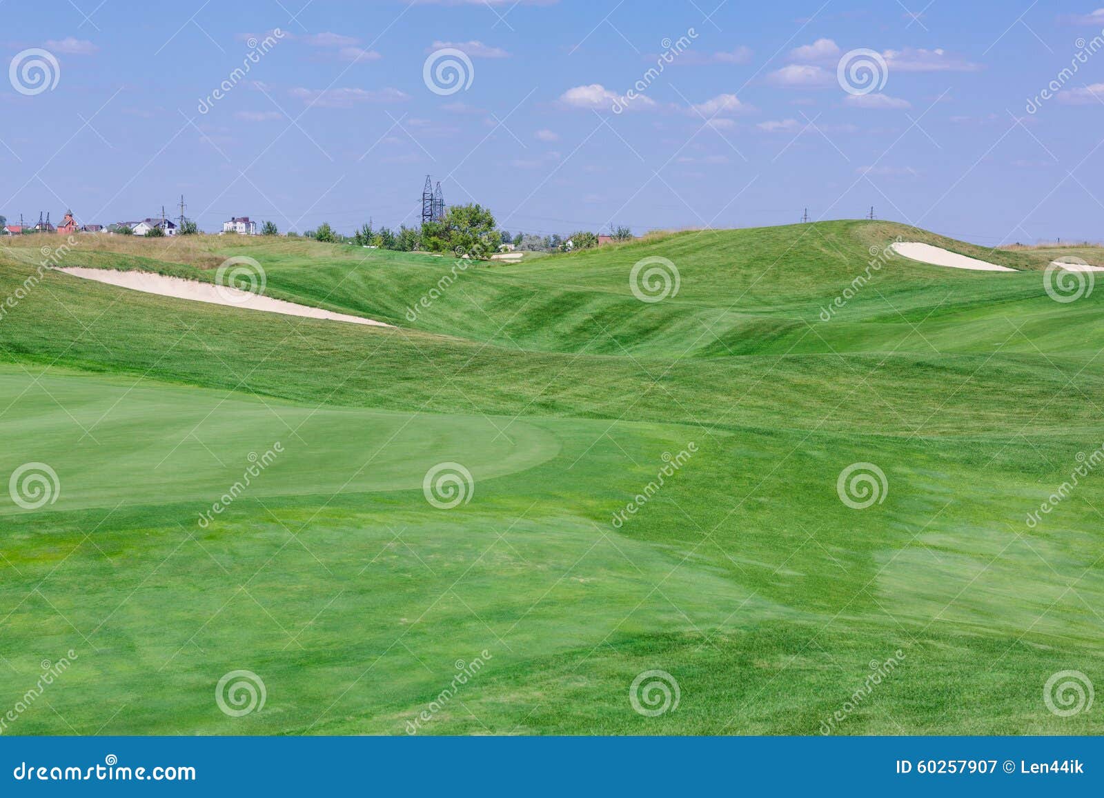 Perfect Wavy Green Ground on a Golf Course Stock Image - Image of ...