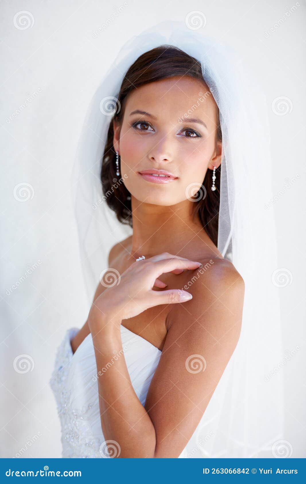 Perfect in White. a Gorgeous Young Bride Looking at the Camera. Stock ...