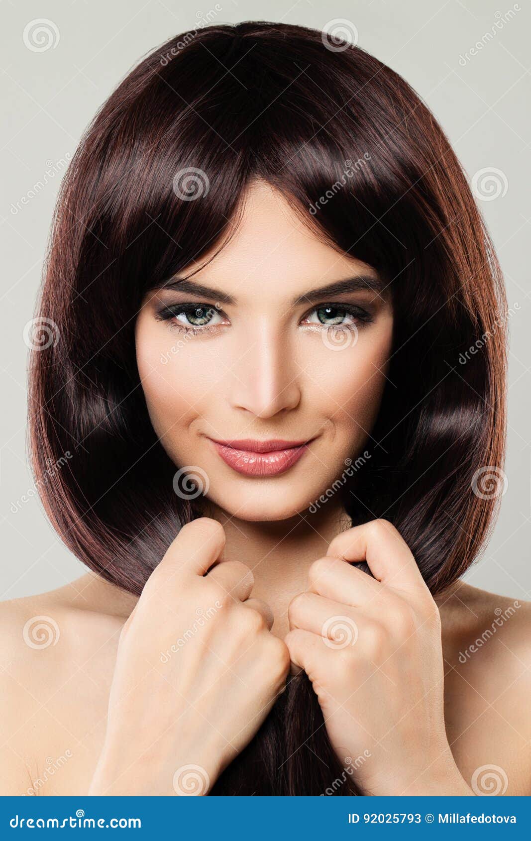 Perfect Woman Touching Her Hand Her Hair Beautiful Model Stock Image