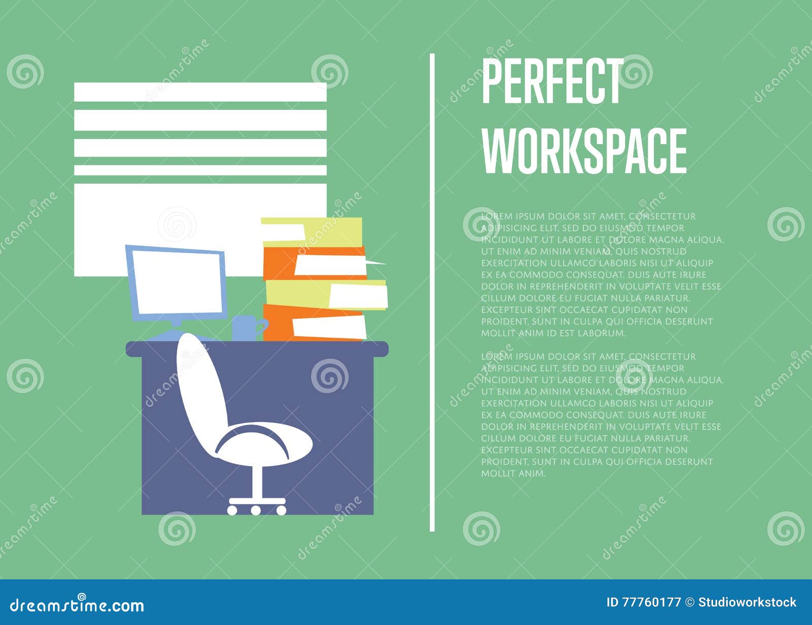 Perfect Workspace Banner. Office Interior Stock Vector - Illustration ...