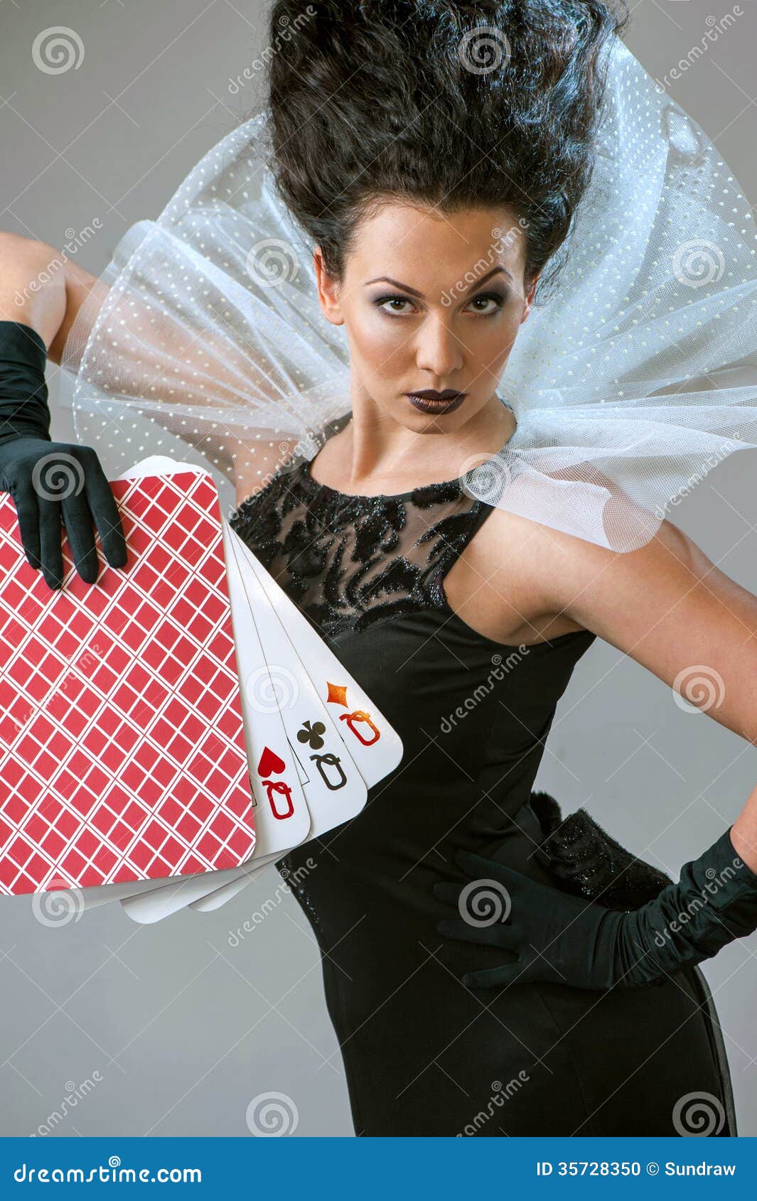 Perfect Young Woman with Playing Cards Stock Photo - Image of elegance ...