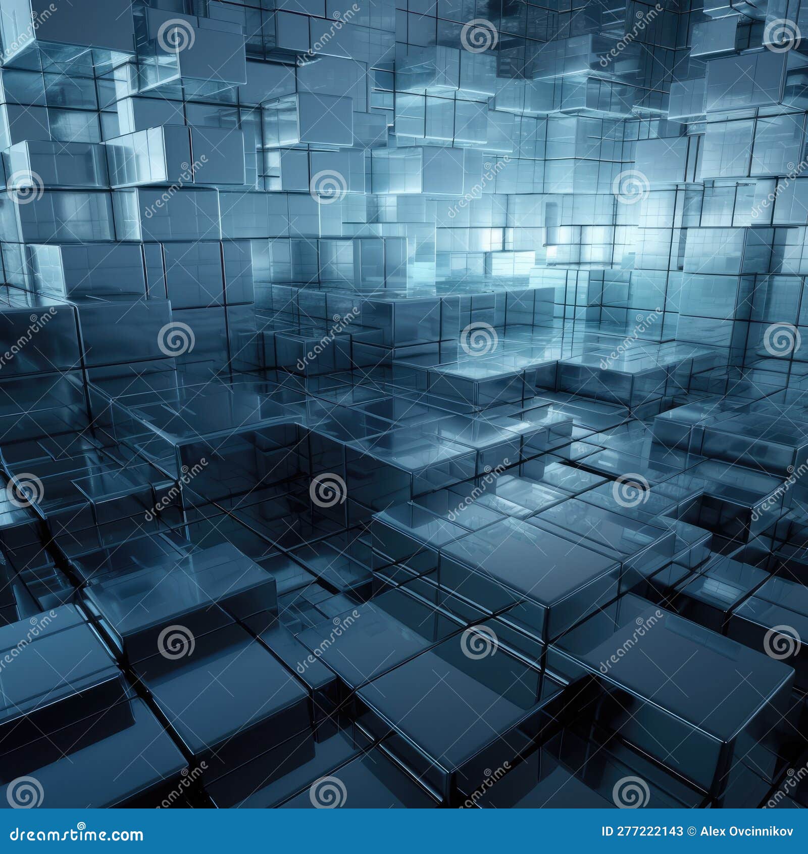 Perfectly Arranged Translucent Blocks on Modern Tech Background. Ideal ...