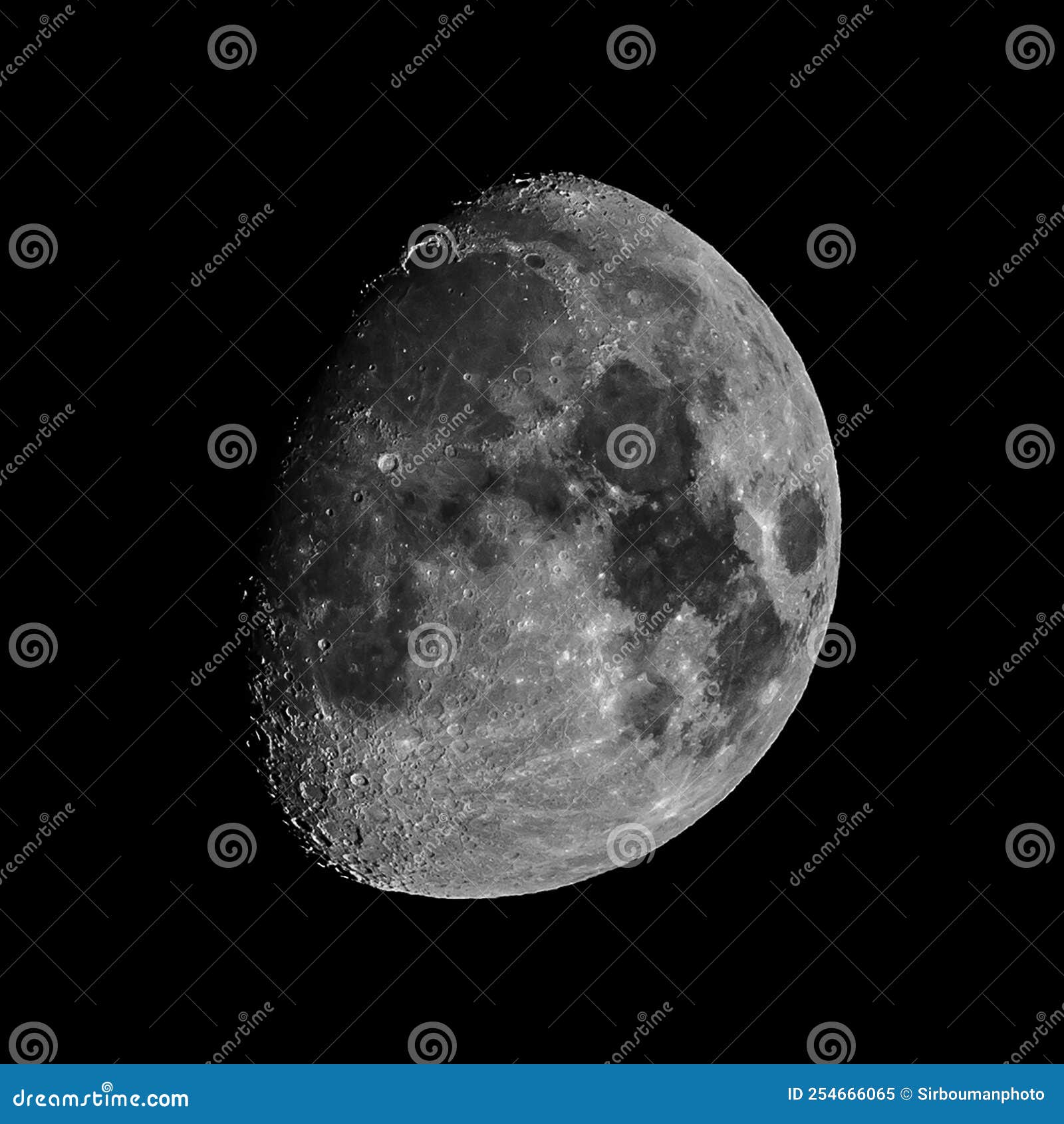 Perfectly Detailed Crescent Moon with a Totally Black Background. Stock ...