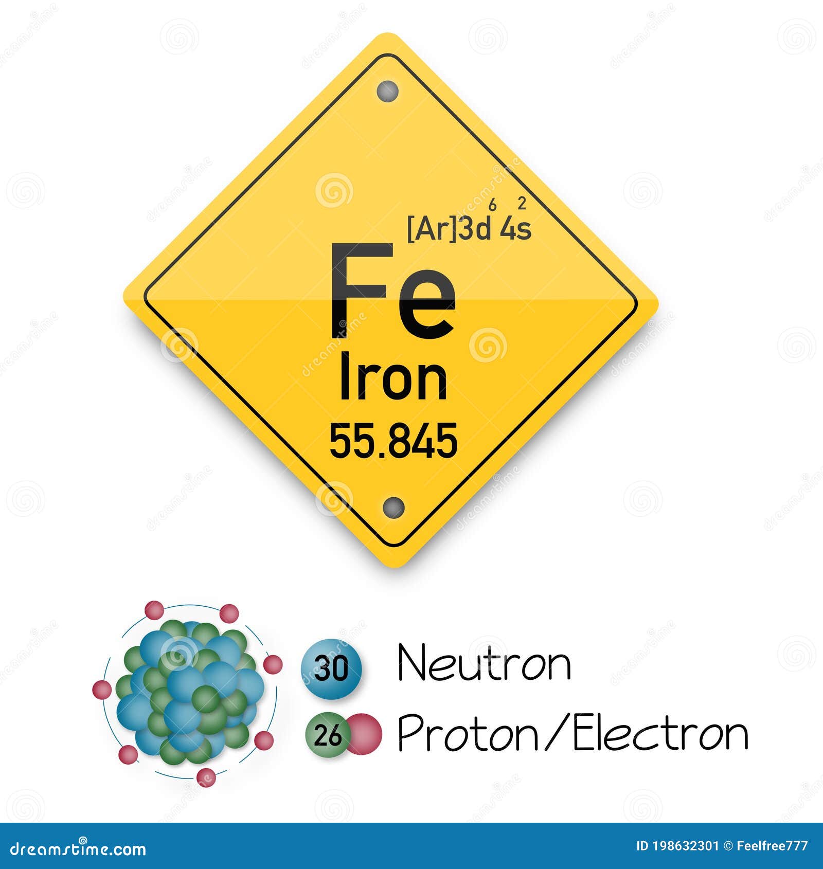 Iron, Fe, Periodic Table Element Cartoon Vector | CartoonDealer.com ...