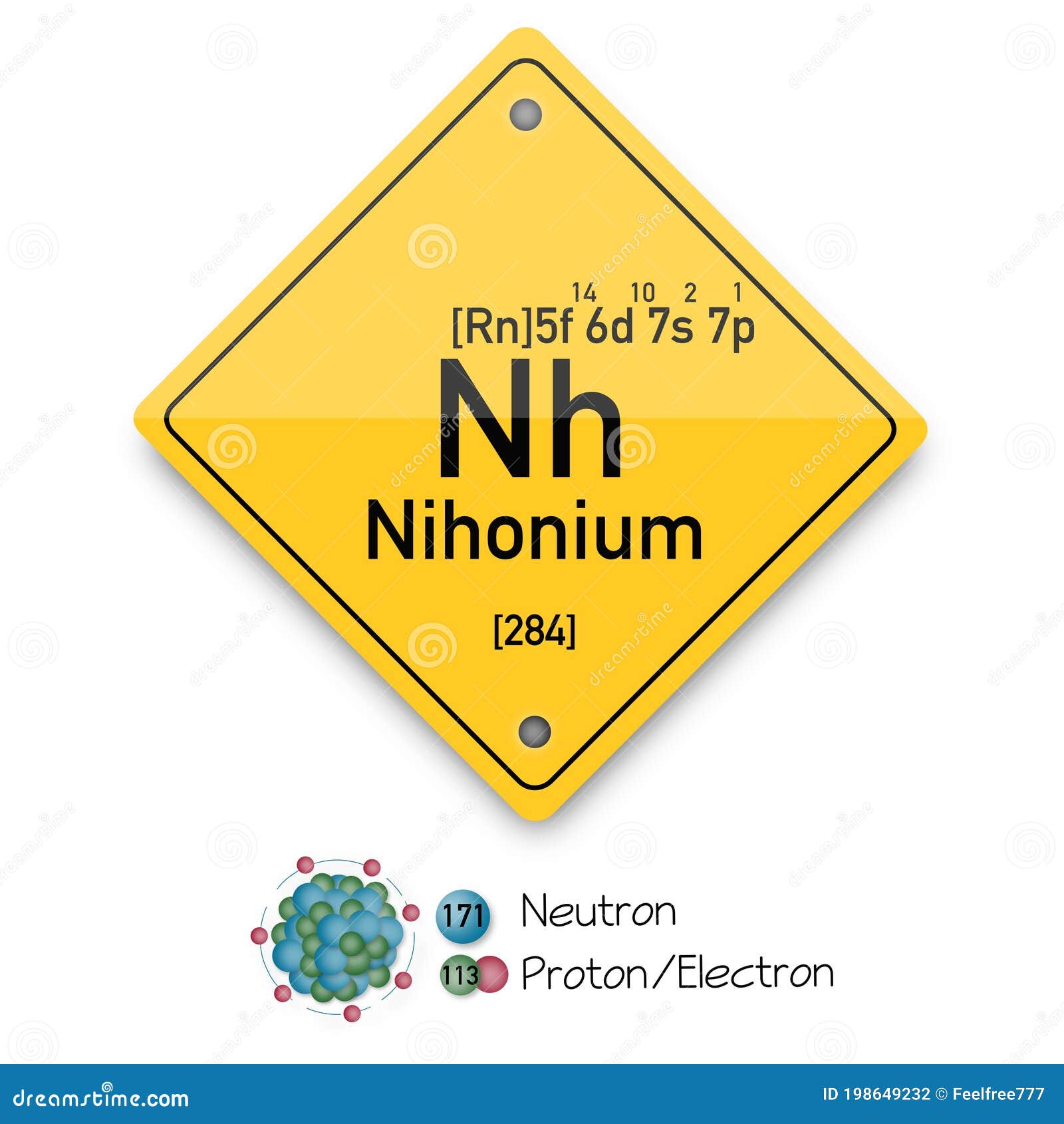 Nihonium On Periodic Table Of The Elements, With Element Symbol Nh ...