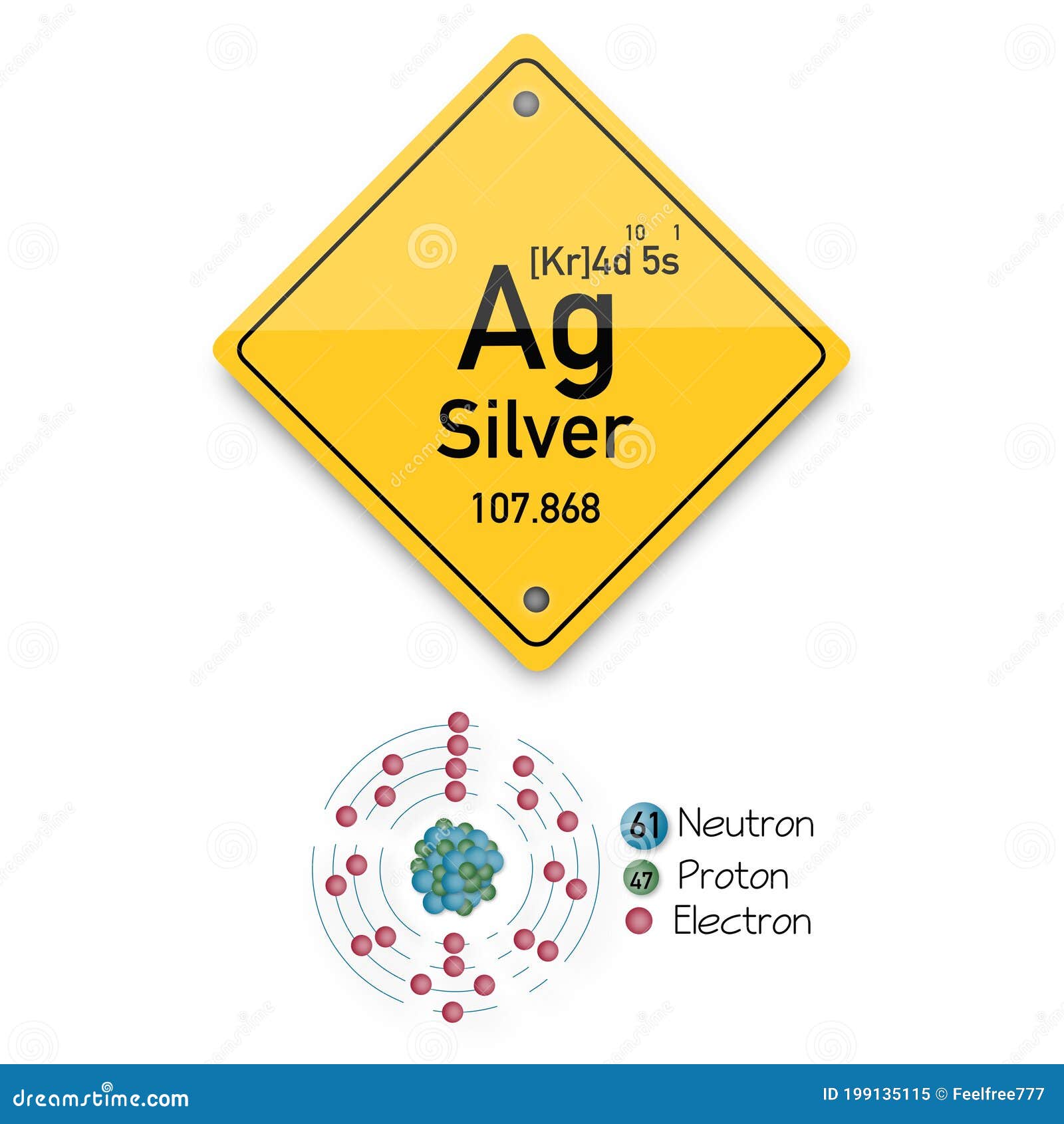 Silver On Periodic Table Of The Elements, Precious Metal With Symbol Ag ...