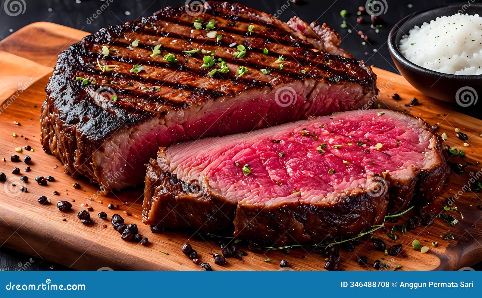 Perfectly Grilled Medium Rare Ribeye Steak with Seared Surface and ...