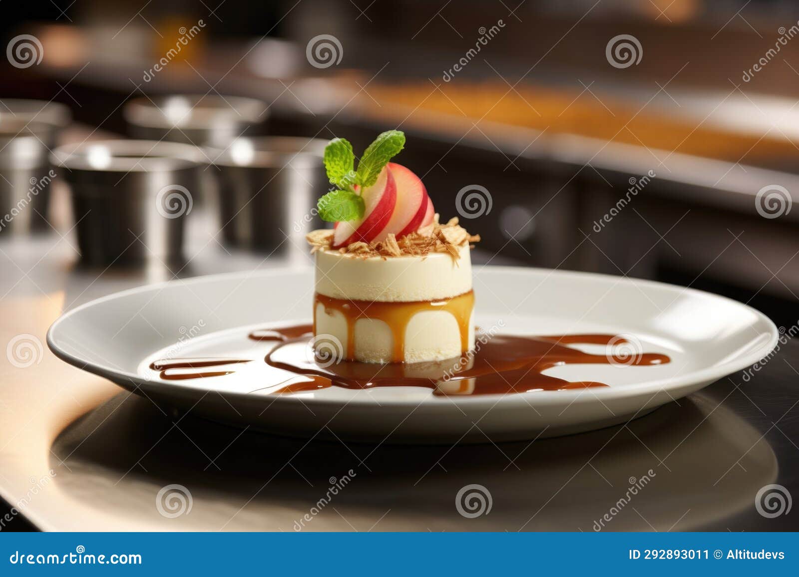 Perfectly Plated Dessert Dish on a Restaurant-grade Kitchen Counter ...