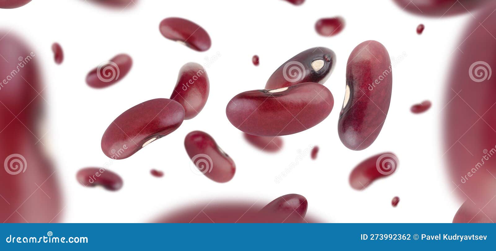 Perfectly Retouched Dark Red Beans Fly in Space. Isolated on White ...