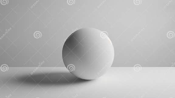 A Perfectly Round, Smooth White Sphere Resting on a Flat Surface with ...