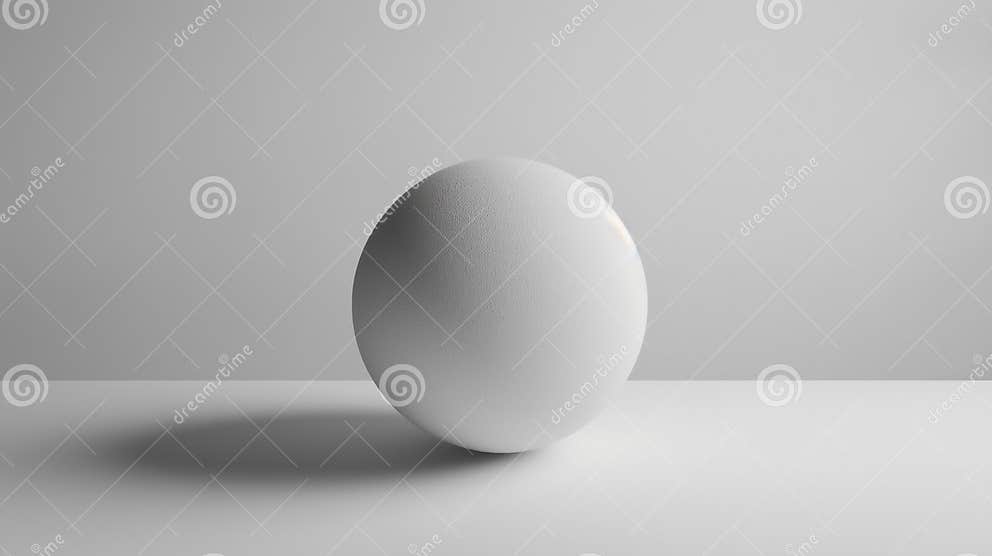 A Perfectly Round, Smooth White Sphere Resting on a Flat Surface with ...