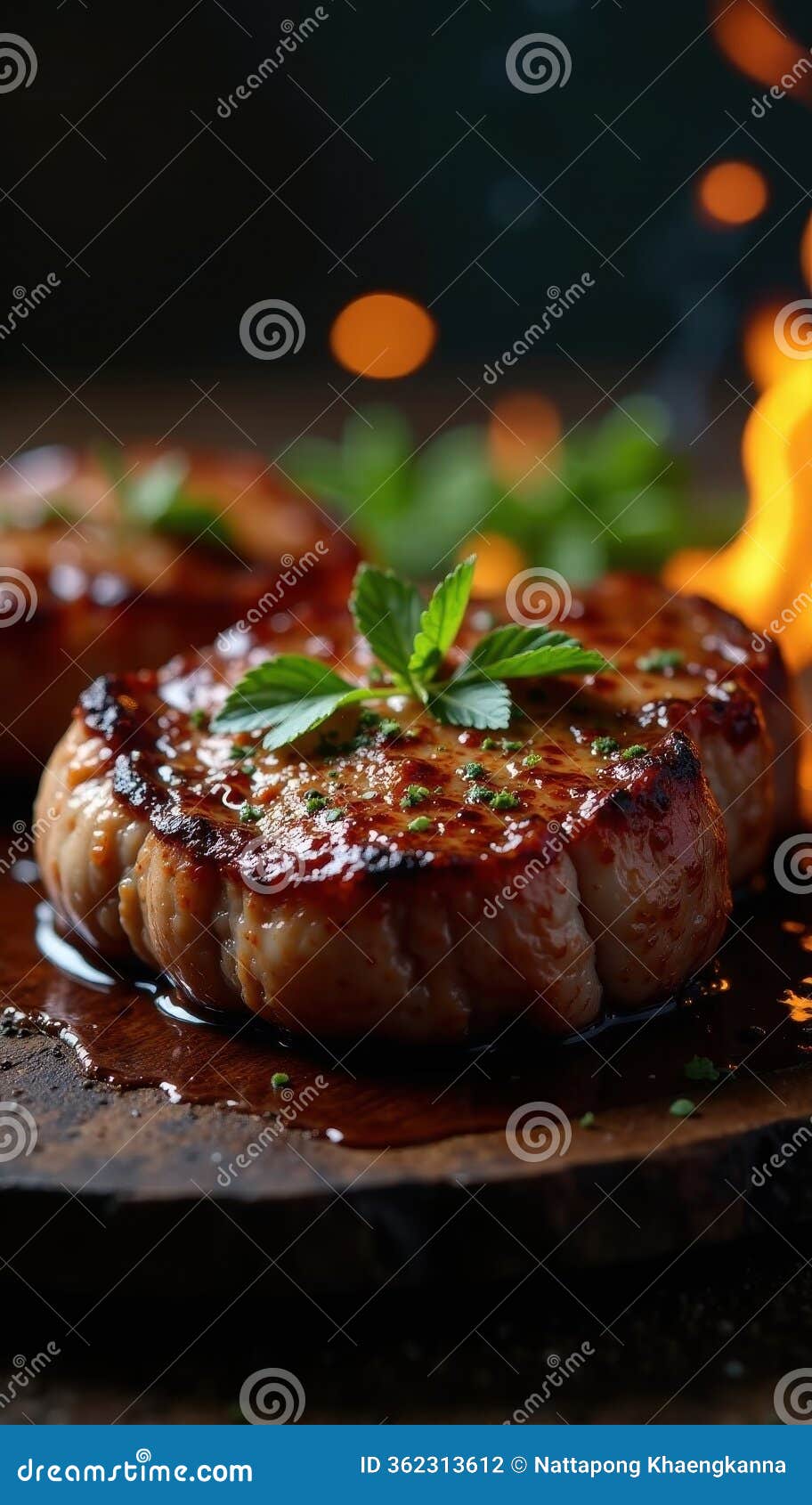 A Perfectly Seared Steak Takes Center Stage On A Plate Decorated With A ...