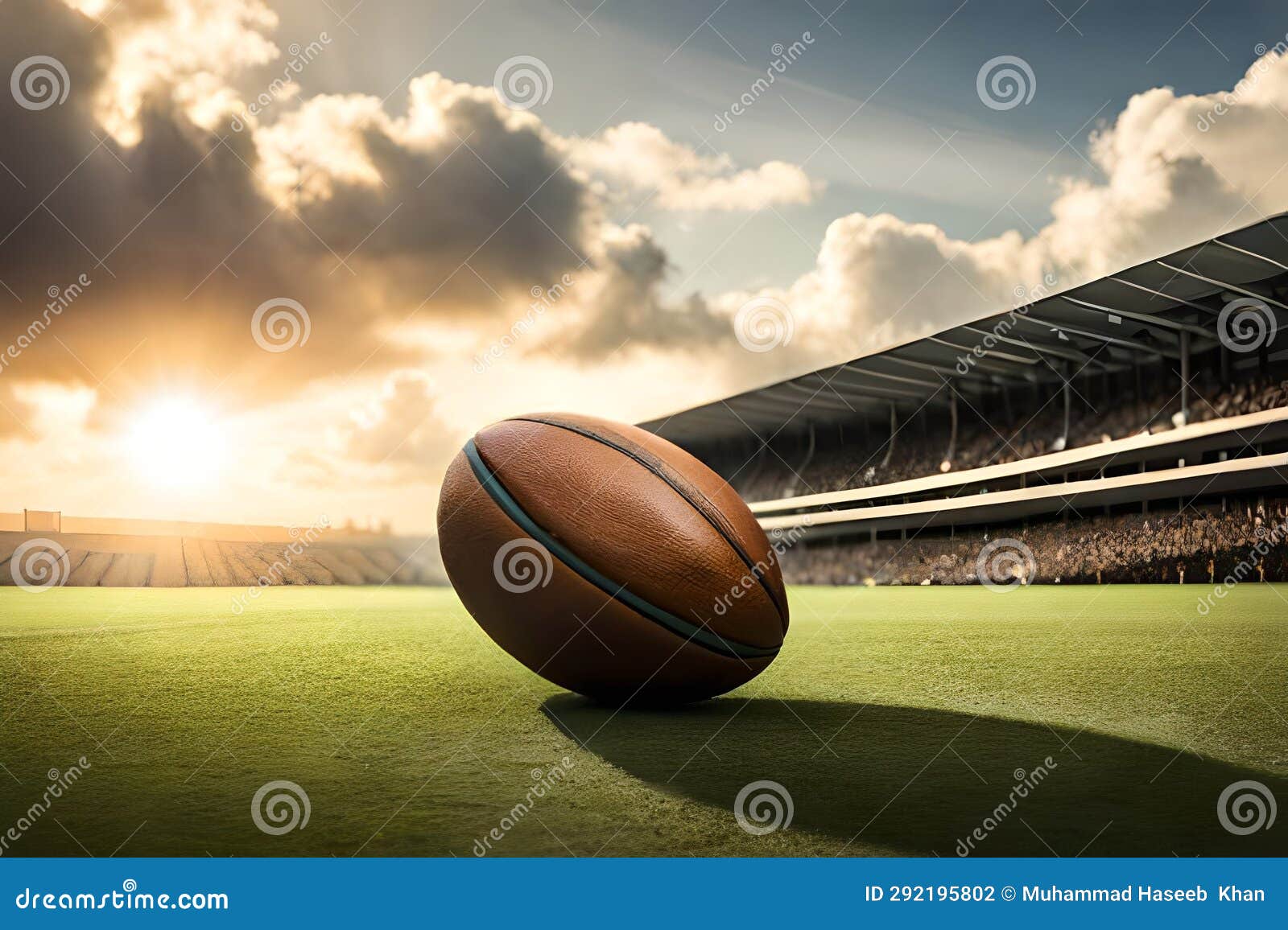 A Perfectly Set Rugby Ball on the Tee, Ready for a Kickoff at the Start ...