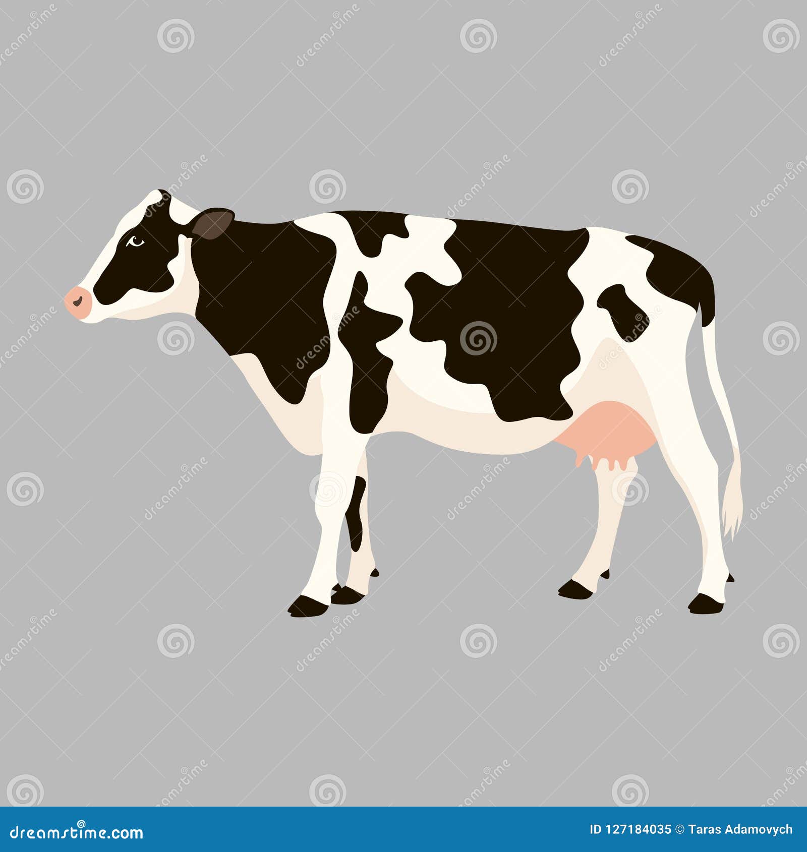 Perfil Plano Del Estilo Del Ejemplo Del Vector De La Vaca Ilustración ...