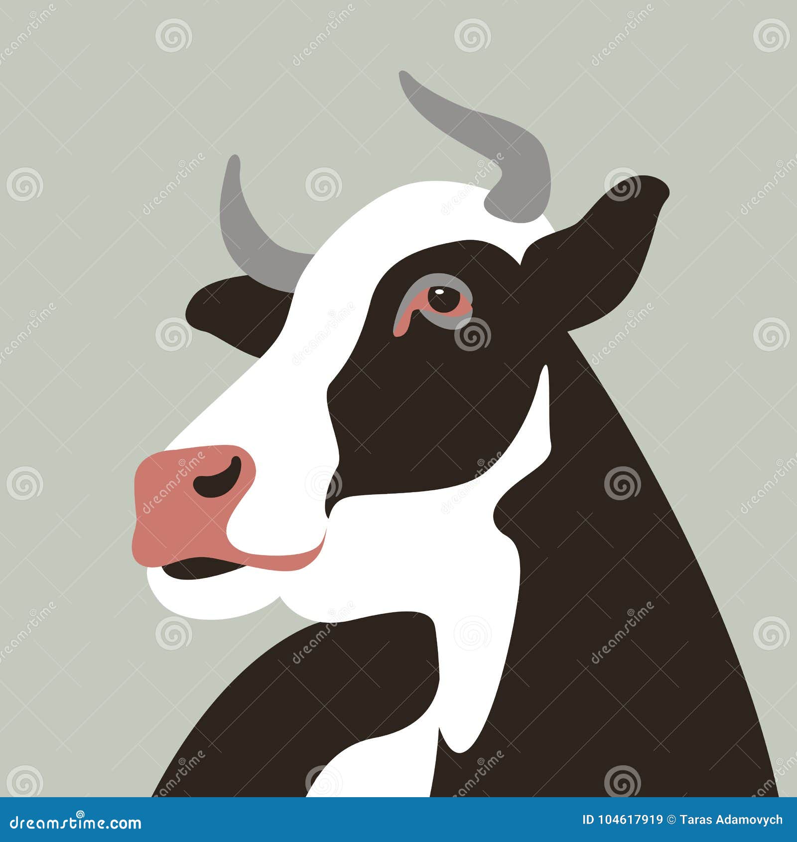 Perfil Plano Principal Del Ejemplo Del Vector Del Estilo De La Vaca ...