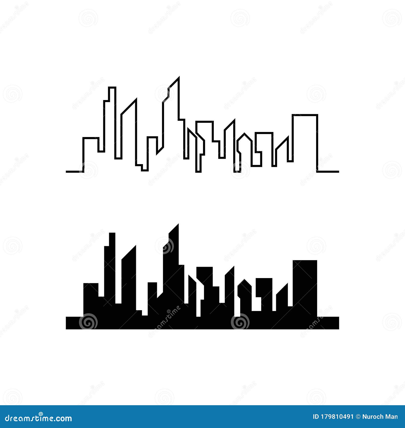 Perfil Urbano Moderno Silueta De Ciudad Ilustración Vectorial En
