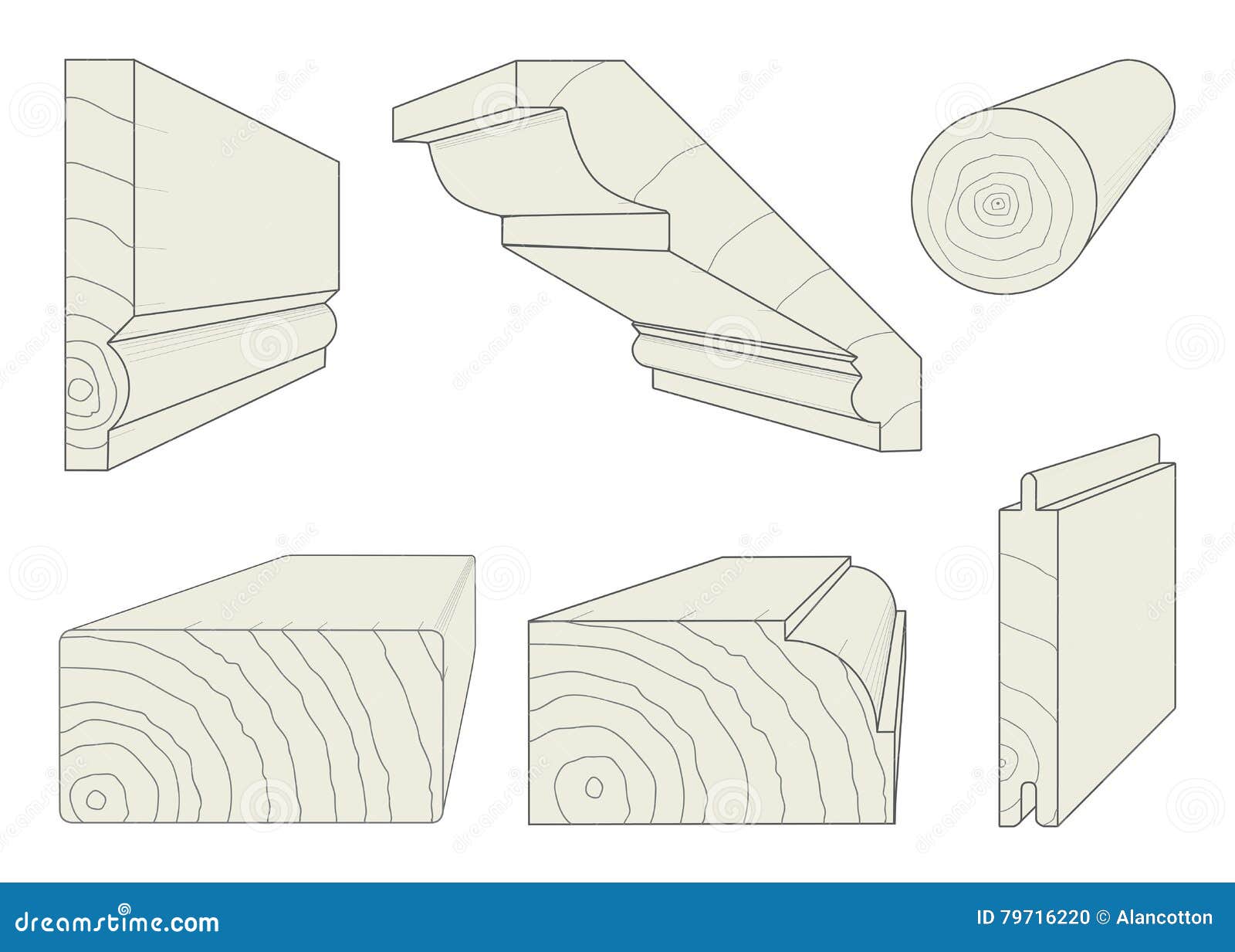 Perfis de madeira ilustração do vetor. Ilustração de material - 79716220
