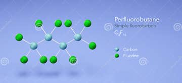 Perfluorobutane Molecule, Molecular Structures, Simple Fluorocarbon, 3d ...