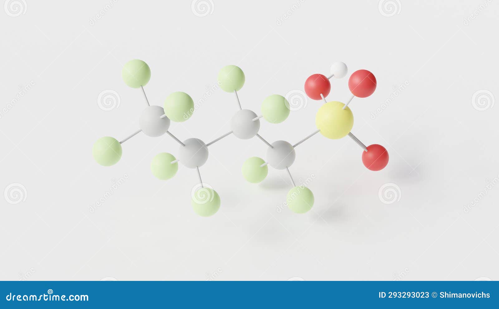 Perfluorobutanesulfonic Acid Molecule 3d, Molecular Structure, Ball And ...