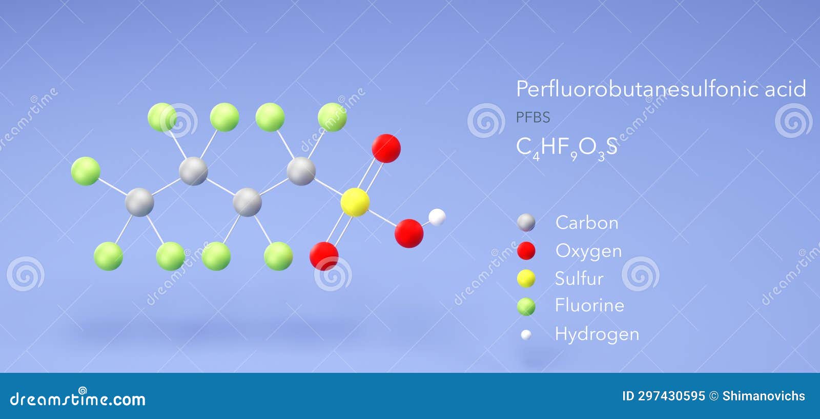 Perfluorobutanesulfonic Acid Molecule, Molecular Structures, Pfbs, 3d ...