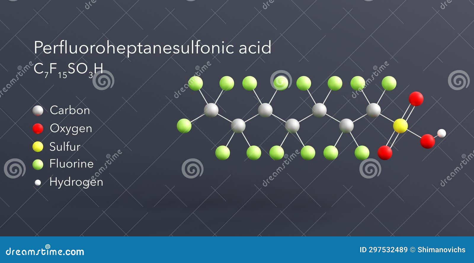 Perfluoroheptanesulfonic Acid Molecule, Pfhps, Molecular Structure ...