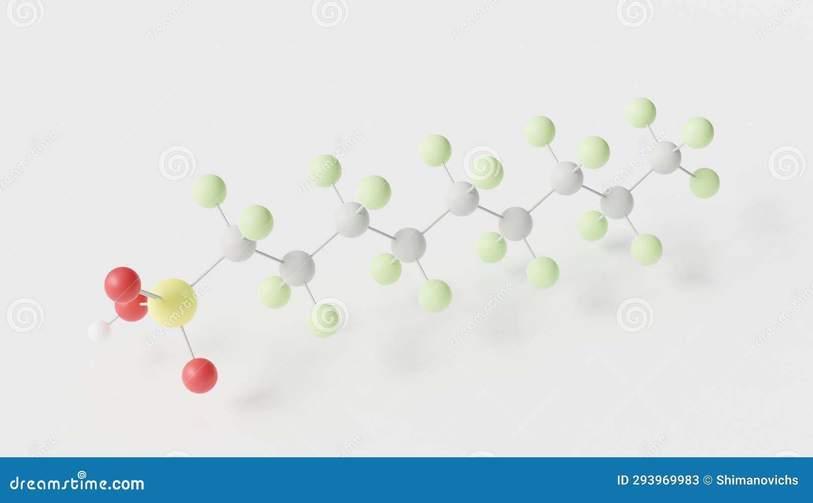 Perfluorononanesulfonic Acid Molecule 3d, Molecular Structure, Ball and ...