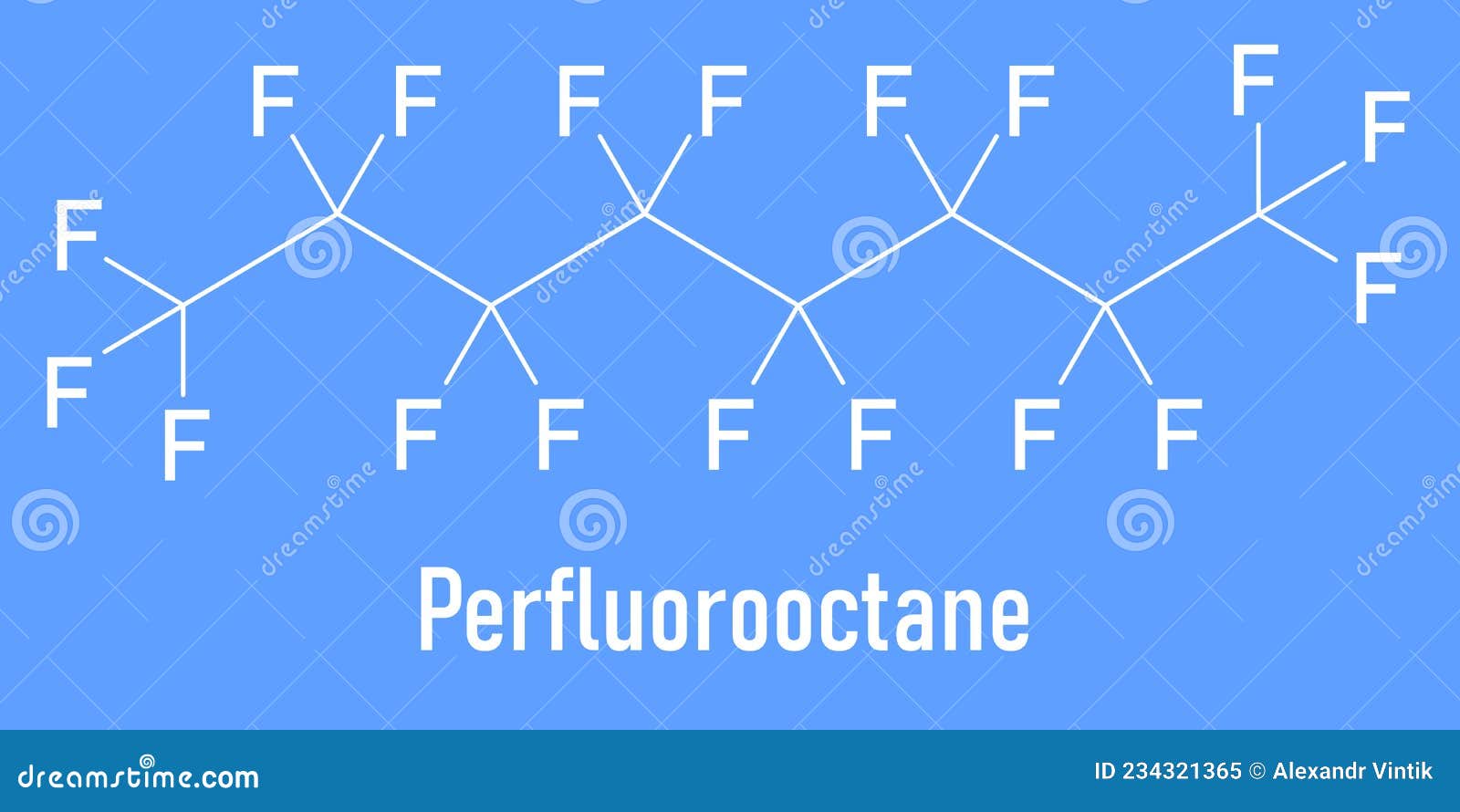 Perfluorooctane or Octadecafluorooctane Molecule. Skeletal Formula ...