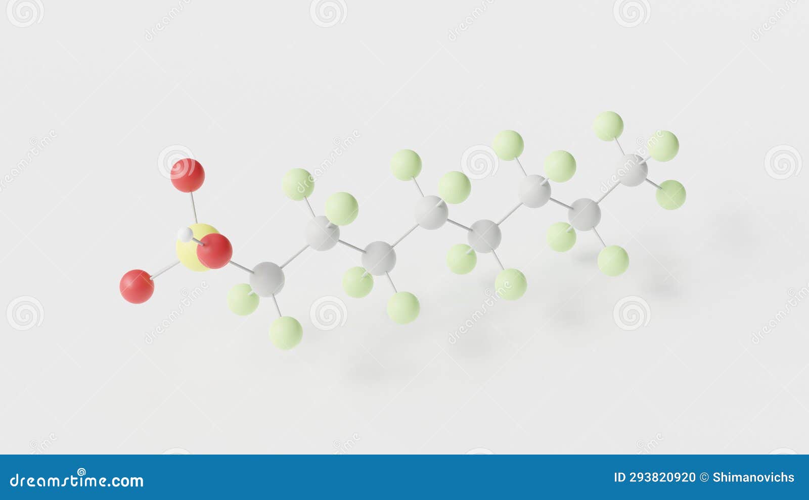 Perfluorooctanesulfonic Acid Molecule 3d, Molecular Structure, Ball and ...
