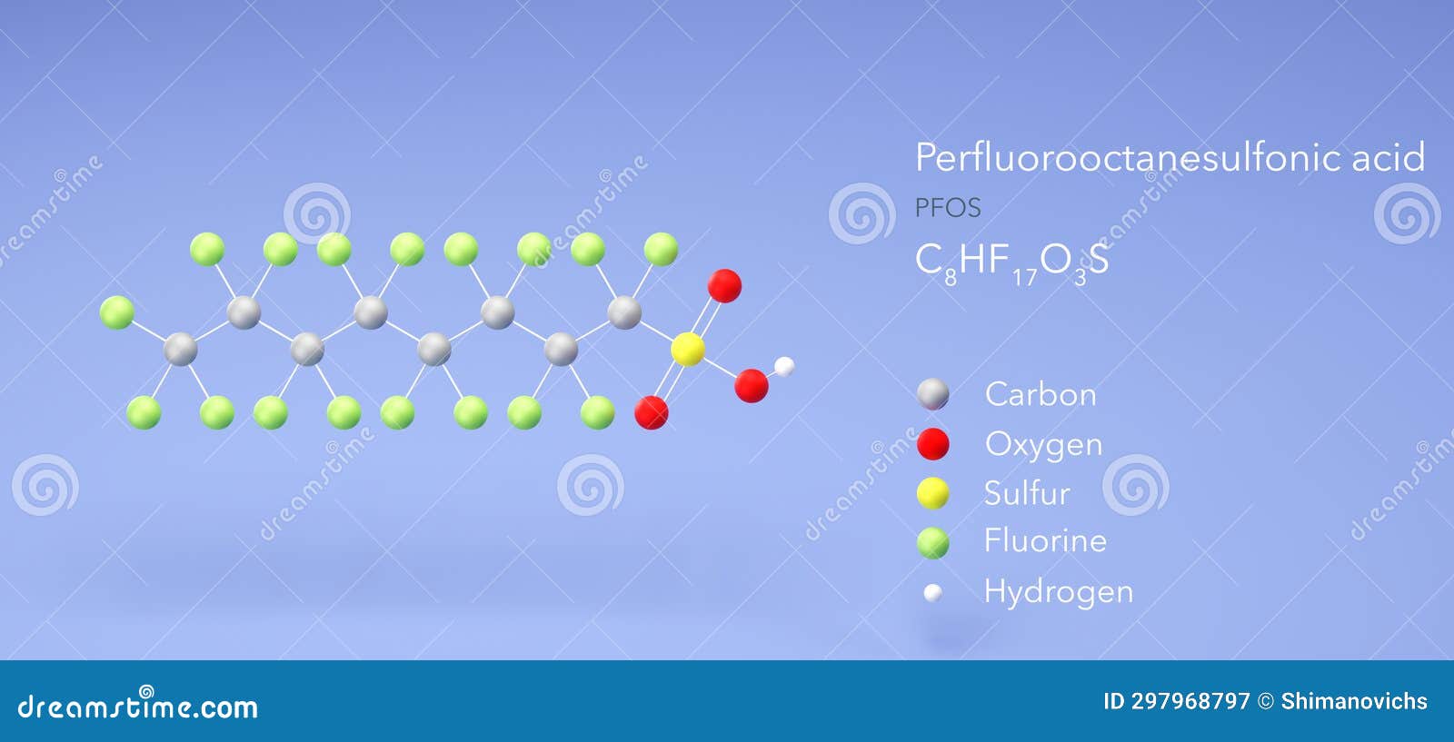 Perfluorooctanesulfonic Acid Molecule, Molecular Structures, Pfos, 3d ...