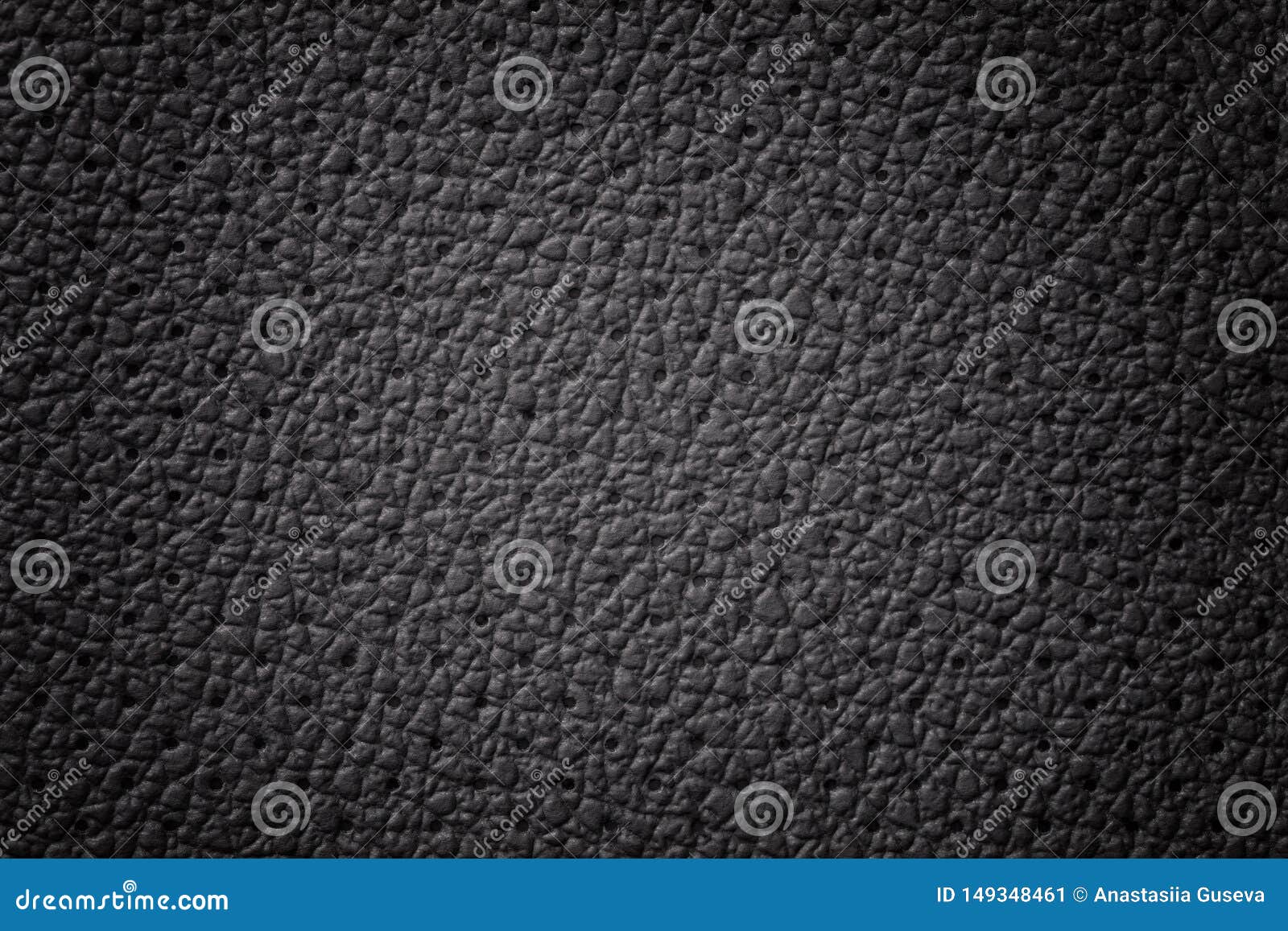 Perforated Black Leather Texture Background, Closeup. Gray Backdrop ...