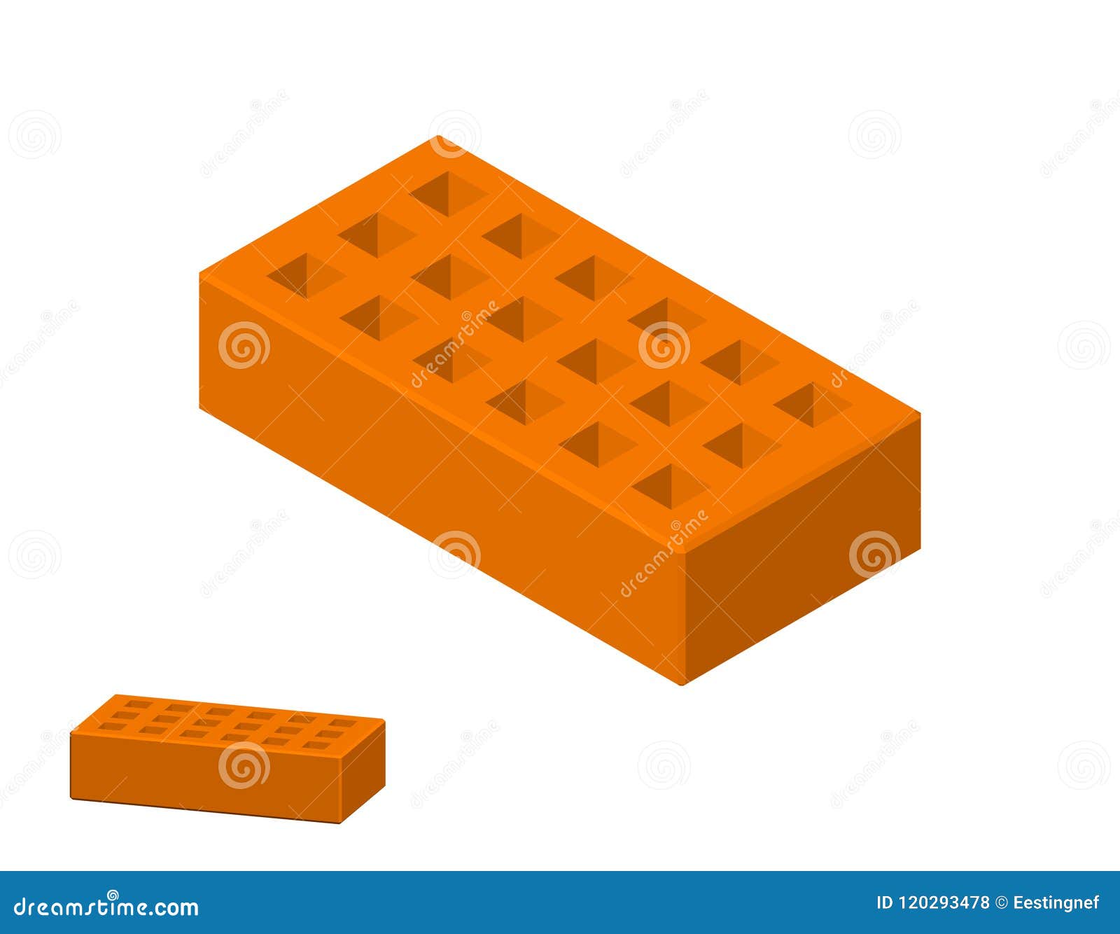 Perforated Brick. Isolated on White Background. 3D Vector Illust Stock ...