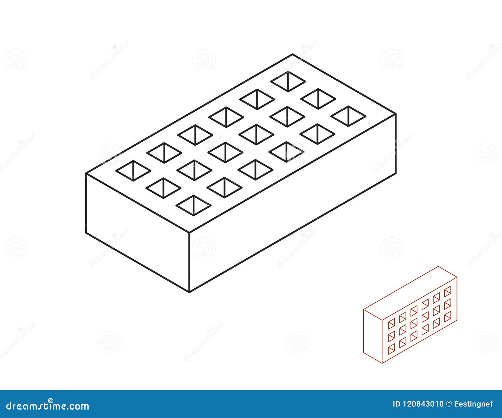 Perforated Brick. Isolated on White Background Stock Vector ...