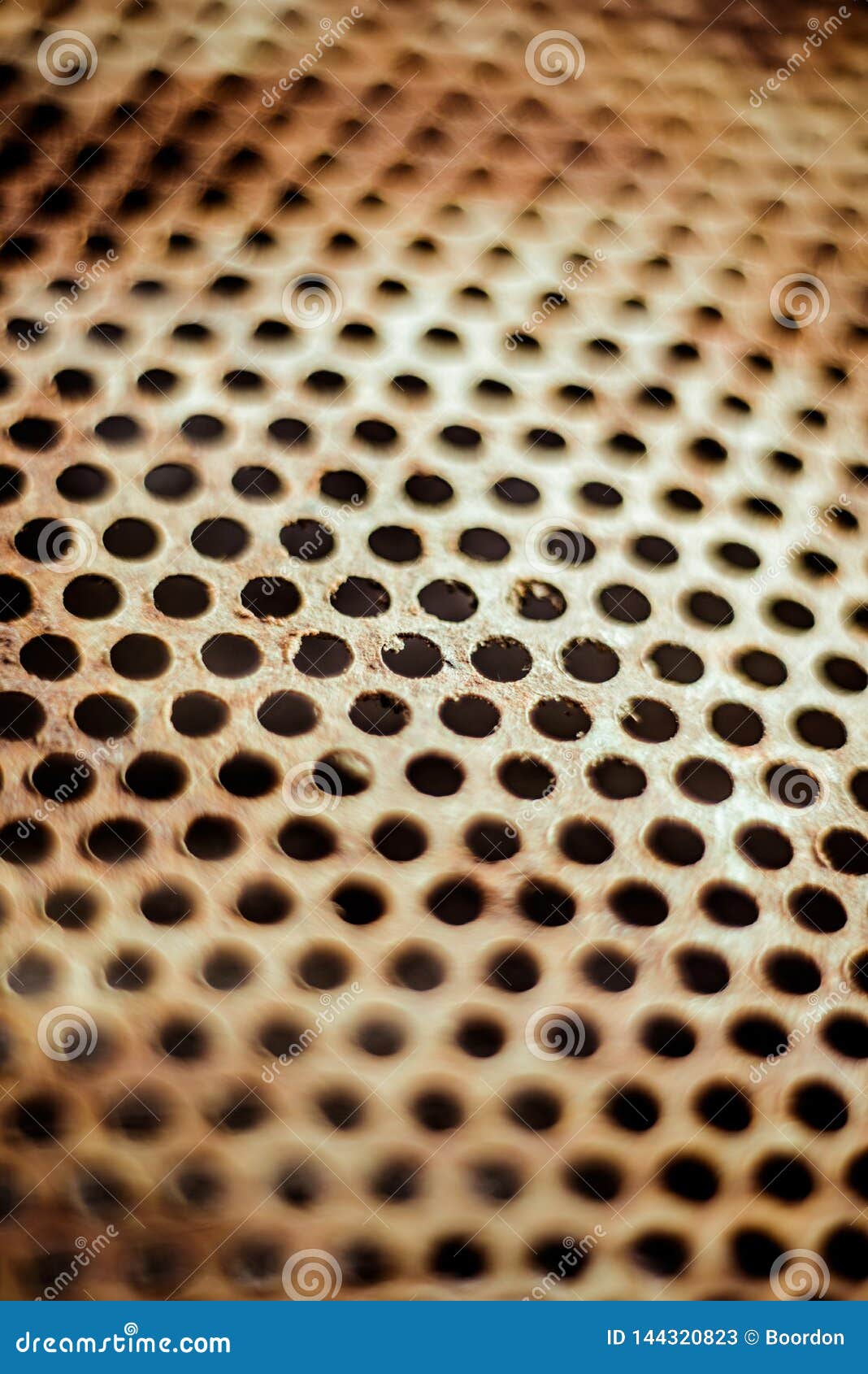 Perforated Brown Rusty Iron Sheet Texture. Surface with Depth of Field ...