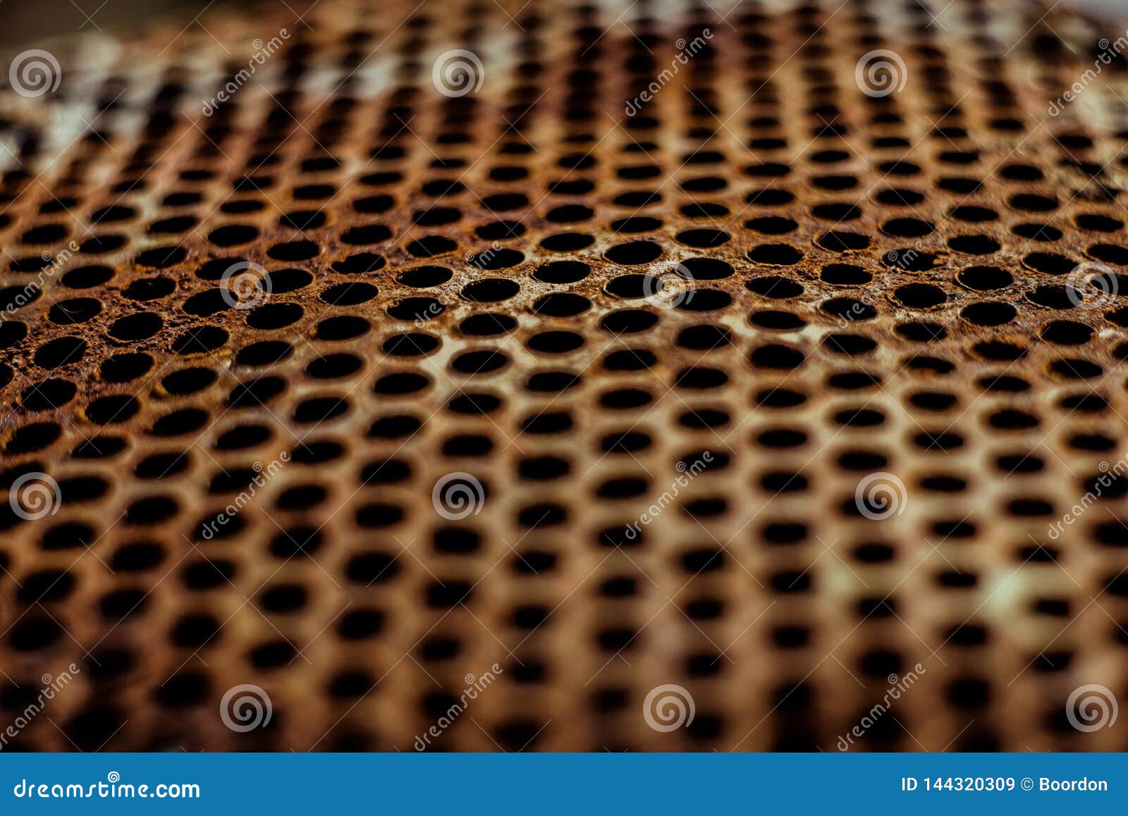 Perforated Brown Rusty Iron Sheet Texture. Surface with Depth of Field ...