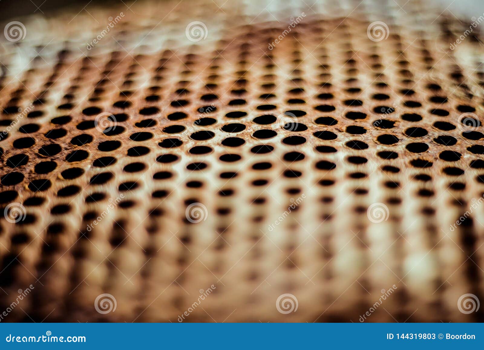 Perforated Brown Rusty Iron Sheet Texture. Surface with Depth of Field ...