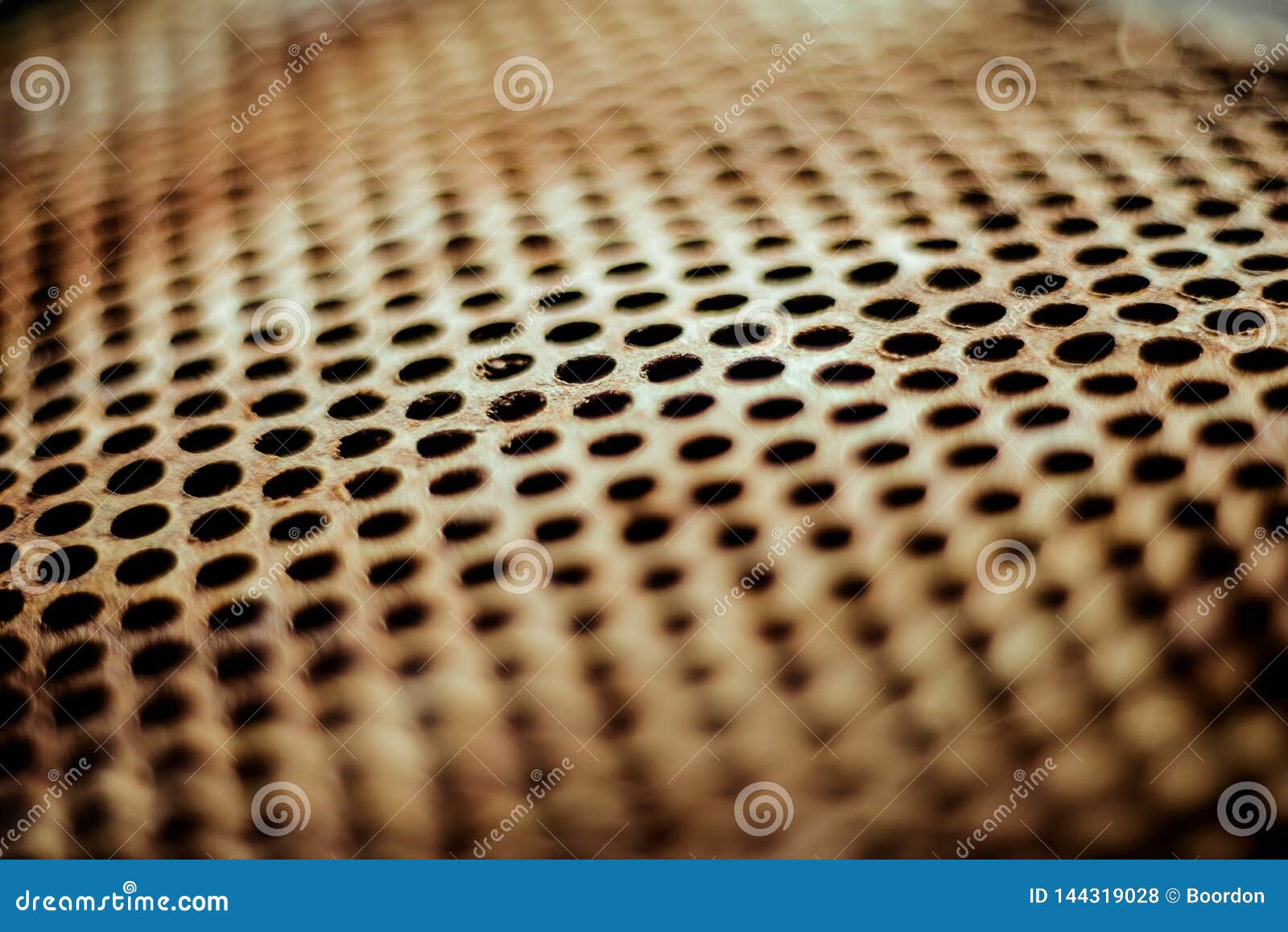 Perforated Brown Rusty Iron Sheet Texture. Surface with Depth of Field ...