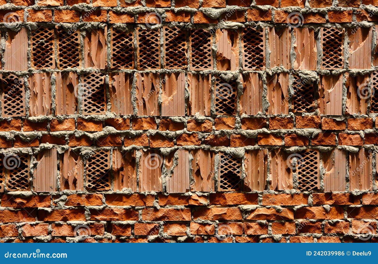 Perforated Cavity Brick Wall Textured Background Stock Photo - Image of ...